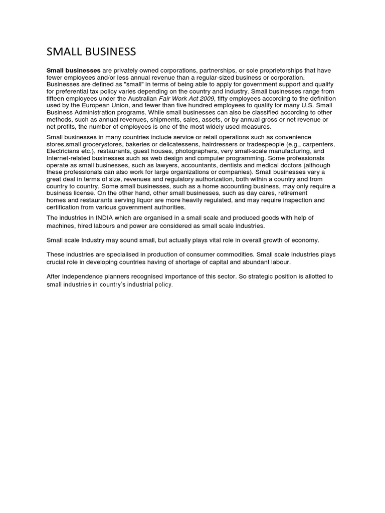 Small Business | PDF | Small Business | Business