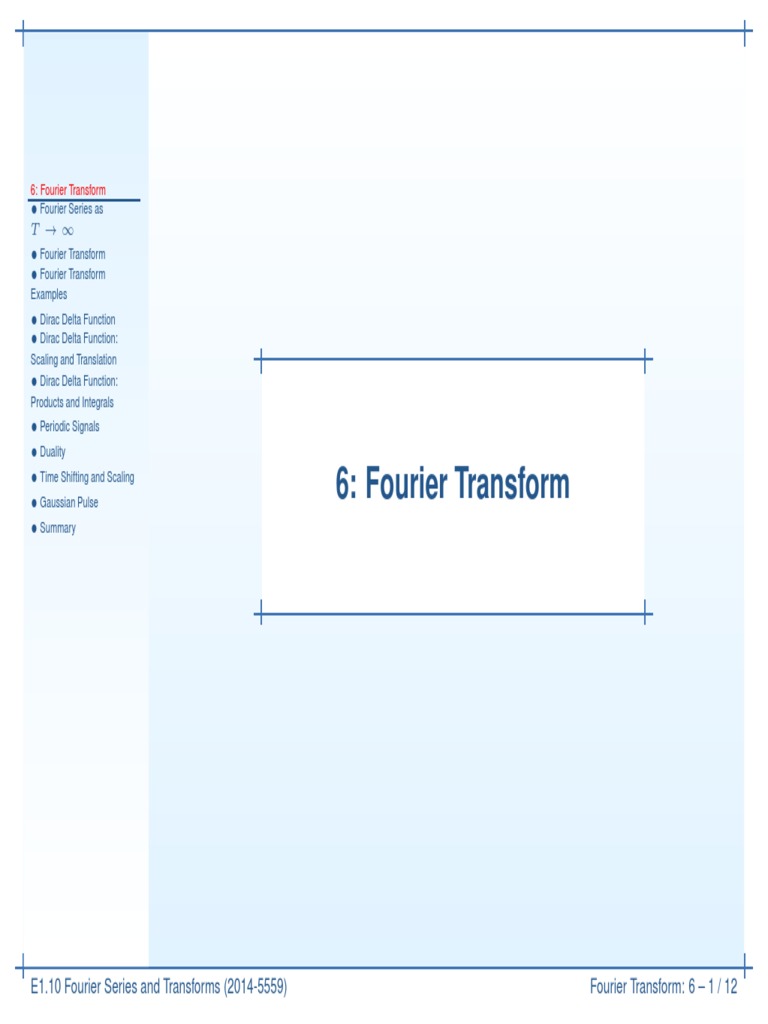 FourierTransform PDF | PDF | Fourier Transform | Spectral Density