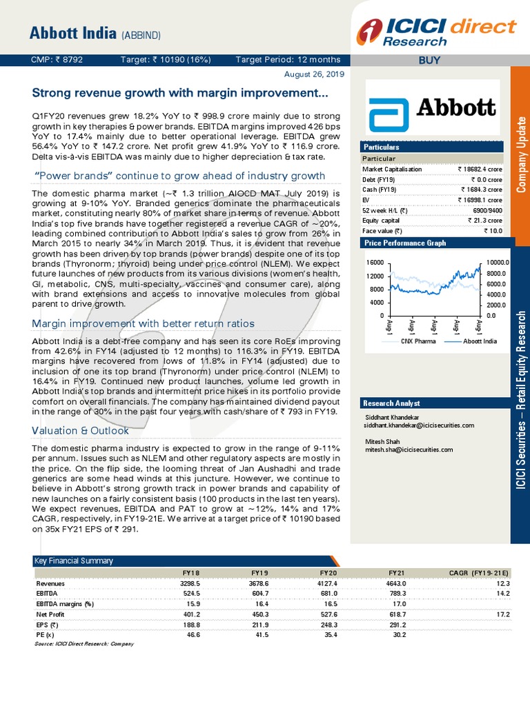 ABBOTT INDIA LTD - ICICI Direct - Co Update - 260819 - Strong Revenue ...