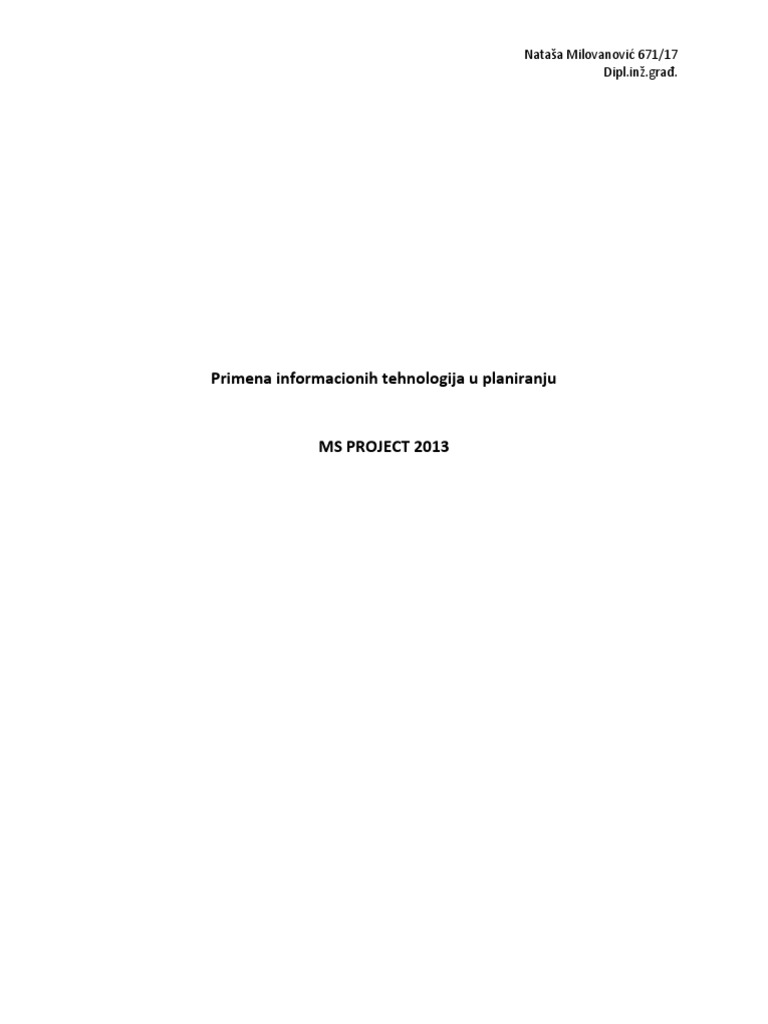 Microsoft Project Skripta | PDF