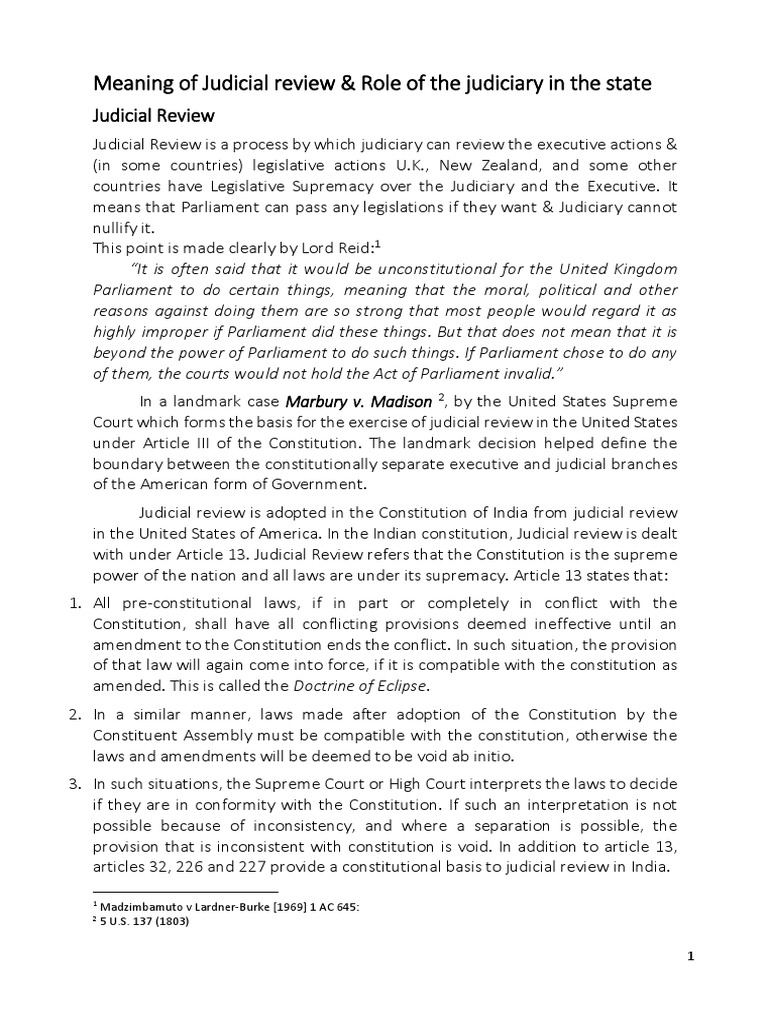 Meaning and Scope of Judicial Review | PDF | Judicial Review | United ...