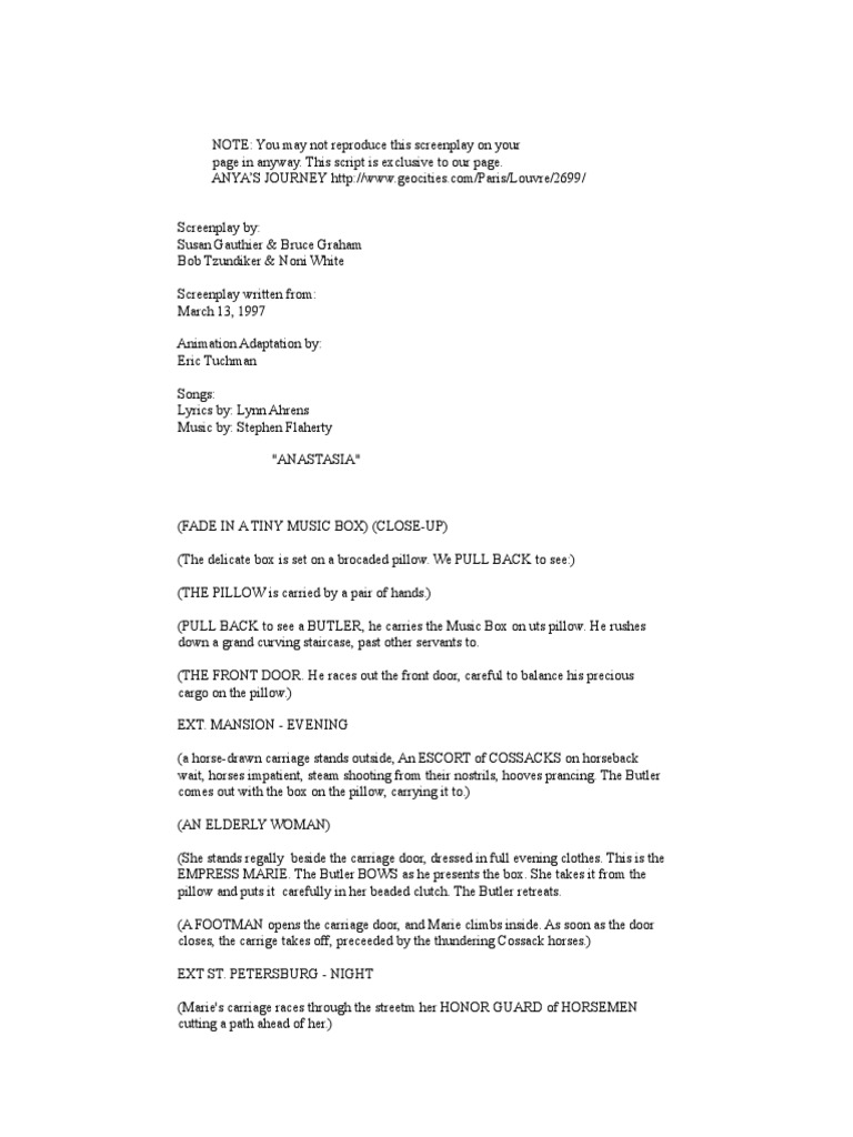 Anastasia Screenplay | PDF | Nature