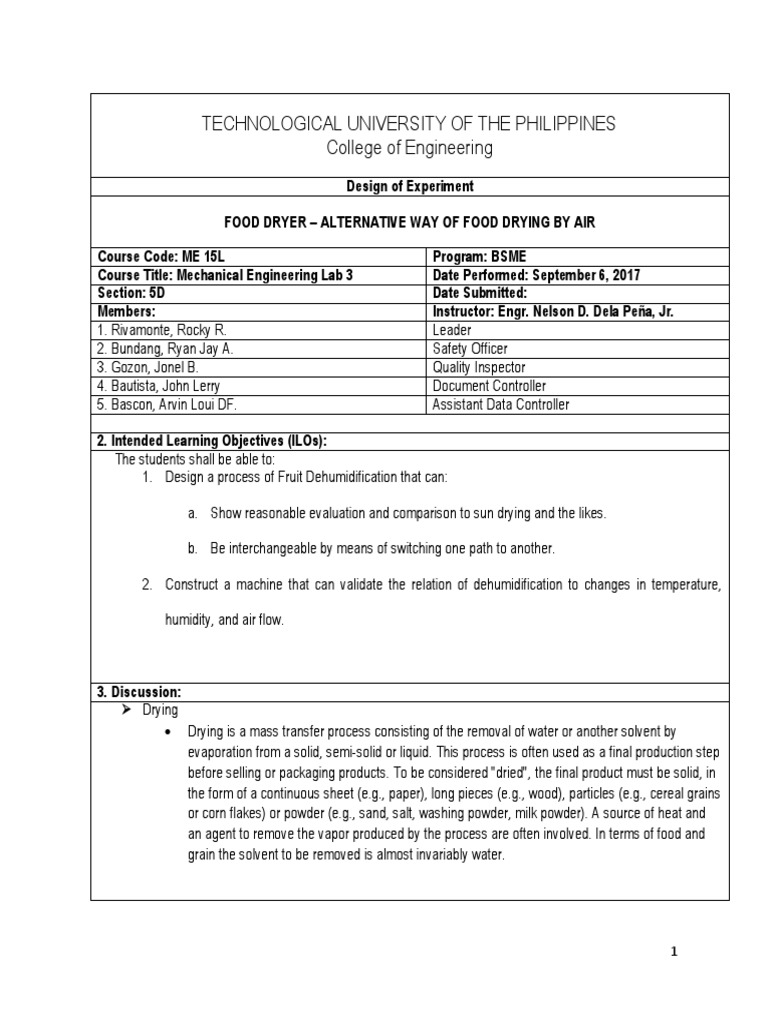 DOE Ni DP | PDF | Clothes Dryer | Foods