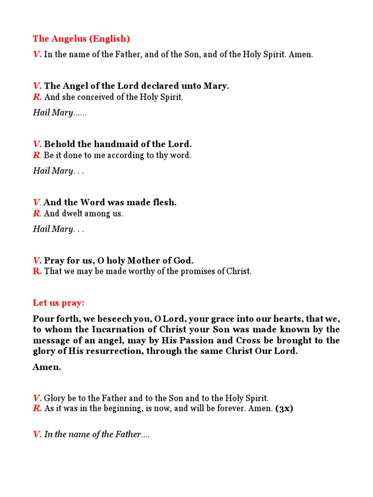 Angelus Prayer in Latin and Cebuano | PDF | Latin Language Christian ...