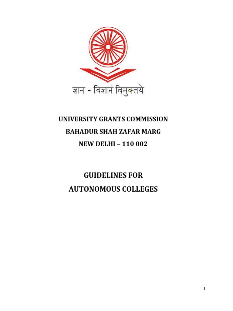 Guidelines For Autonomous Colleges: University Grants Commission ...