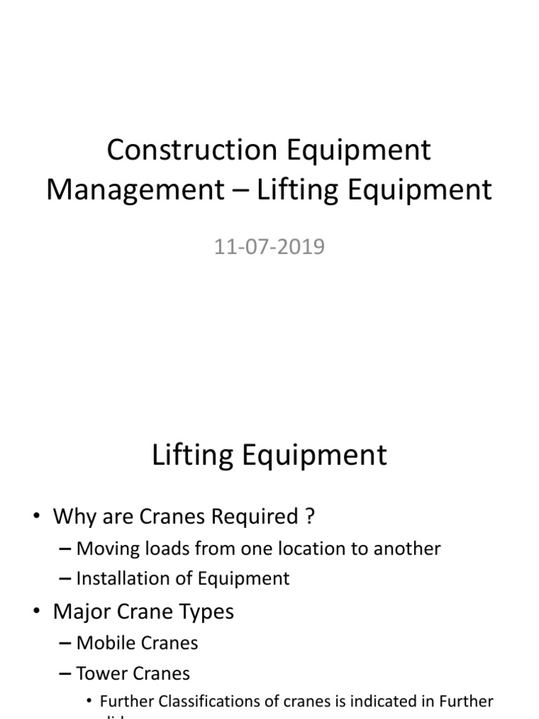 Lifting Equipment | PDF | Crane (Machine) | Lever