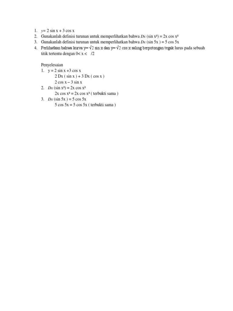Soal Turunan Sinus Dan Kosinus | PDF