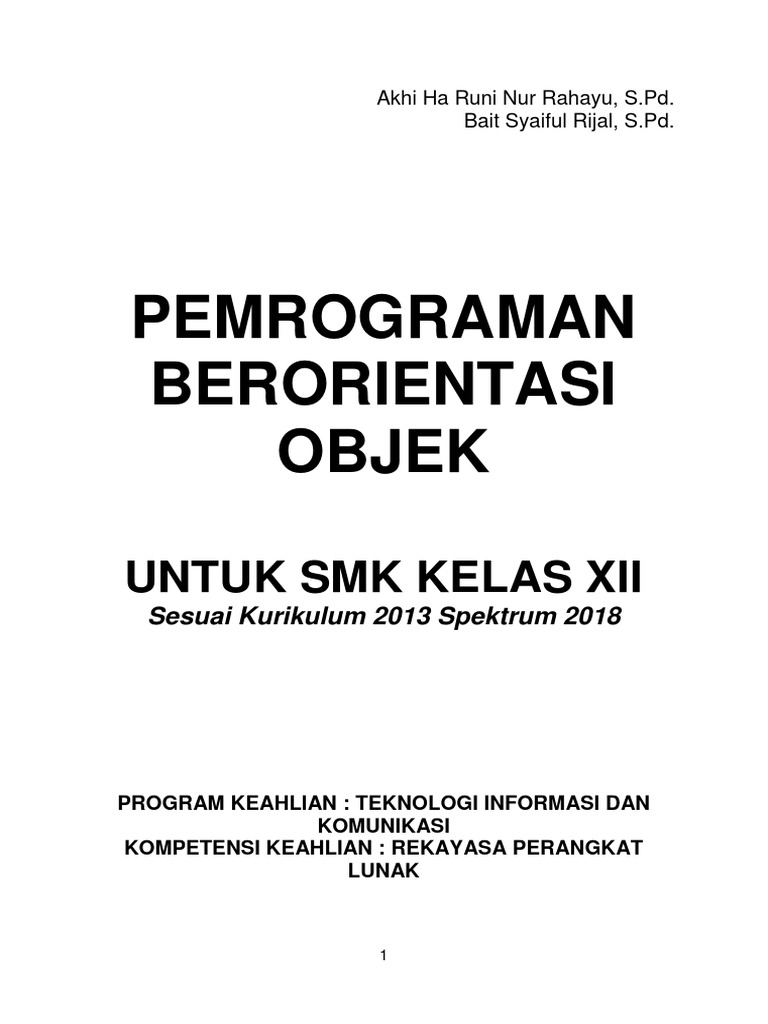 Pemrograman Berbasis Objek - Kelas XII | PDF