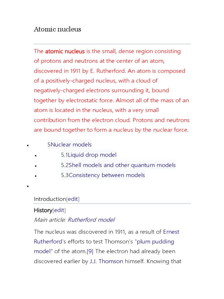 Atomic Nucleus | PDF | Atomic Nucleus | Atoms