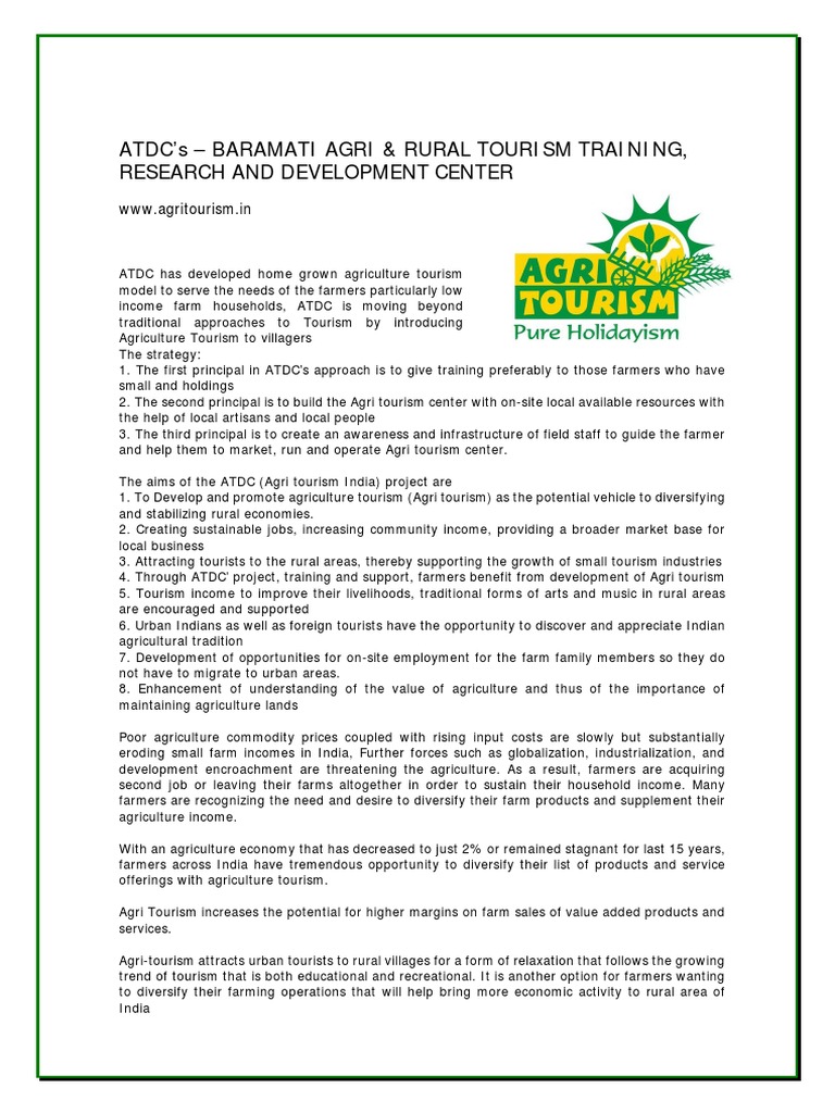 Agri Tourism Development for Farmers | PDF | Tourism | Employment
