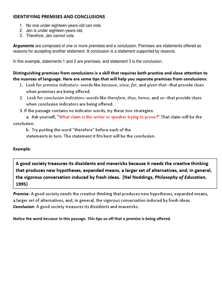 Identifying Premises and Conclusions | PDF | Philosophical Theories ...