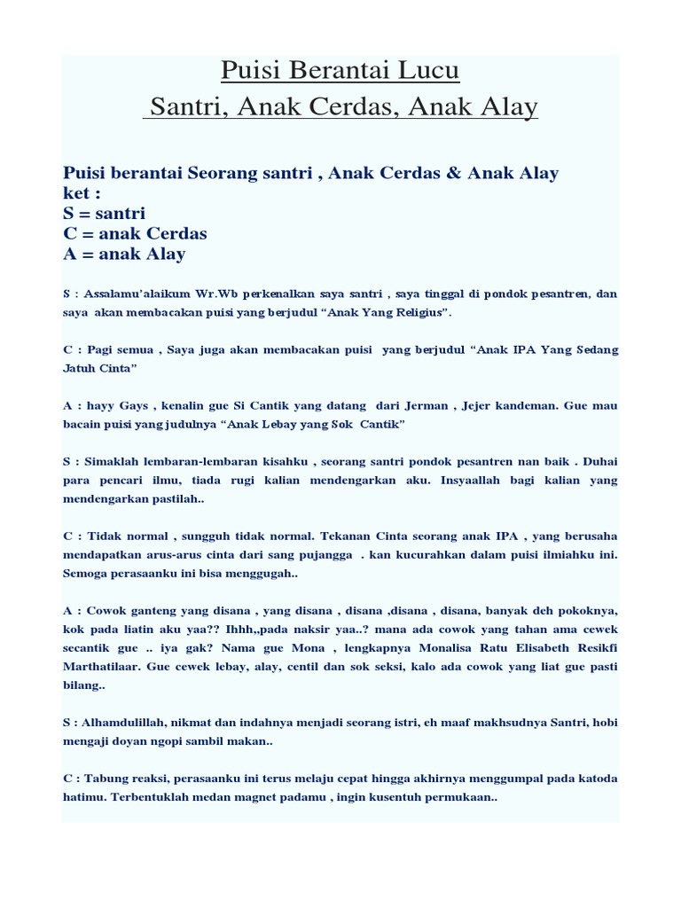 Puisi Berantai Lucu | PDF