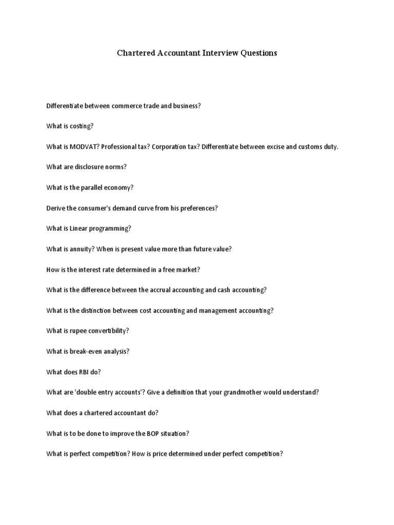 0 Chartered Accountant Interview Questions | PDF