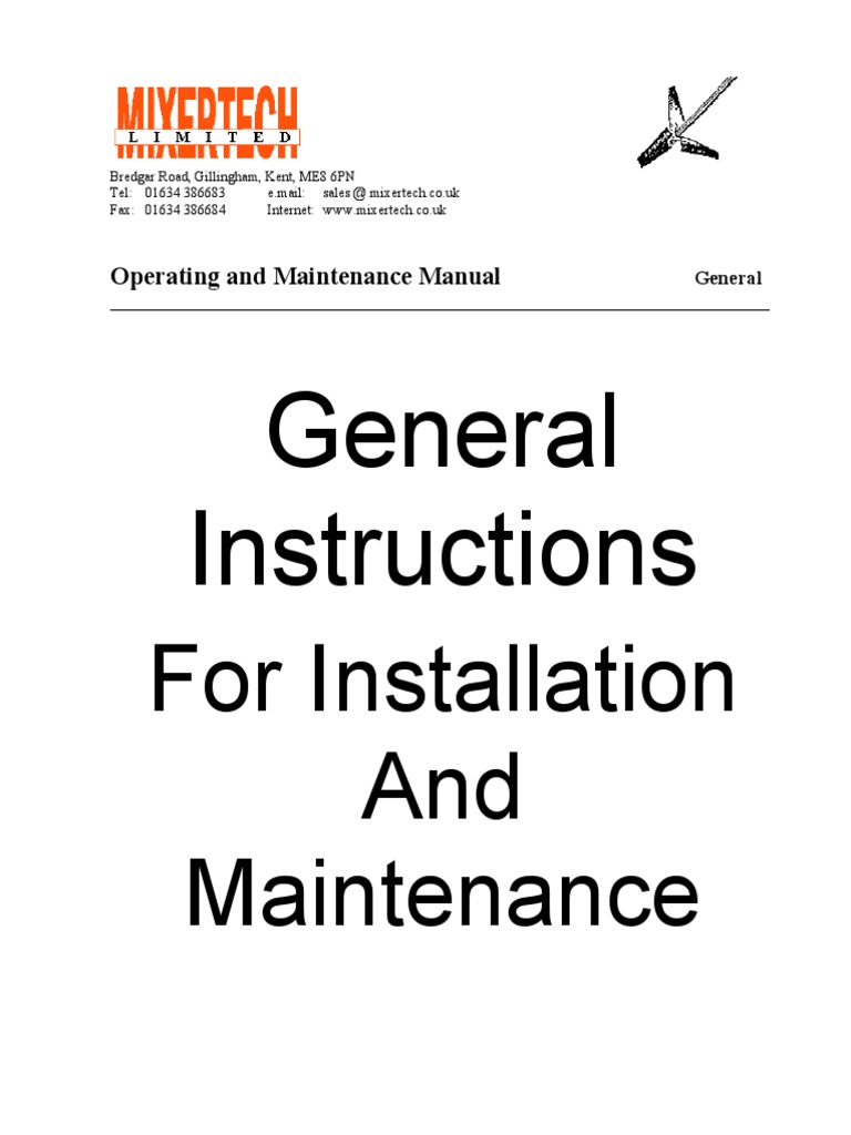 General Instructions: For Installation and Maintenance | PDF