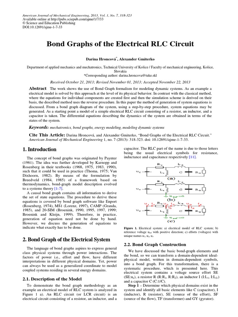 Bond Graphs of The Electrical RLC Circuit: Keywords | PDF | Electrical ...