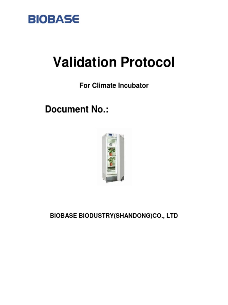 Climate Incubator Validation Protocol | PDF | Verification And ...