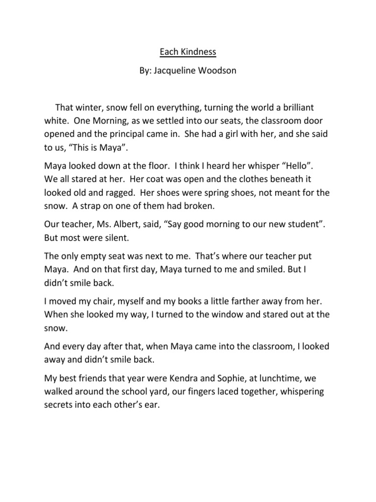 Each Kindness by Jacqueline Woodson | PDF