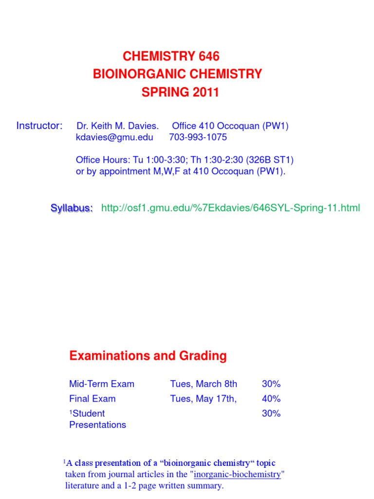 Bioinorganic Introduction - 11 | PDF | Bioinorganic Chemistry ...