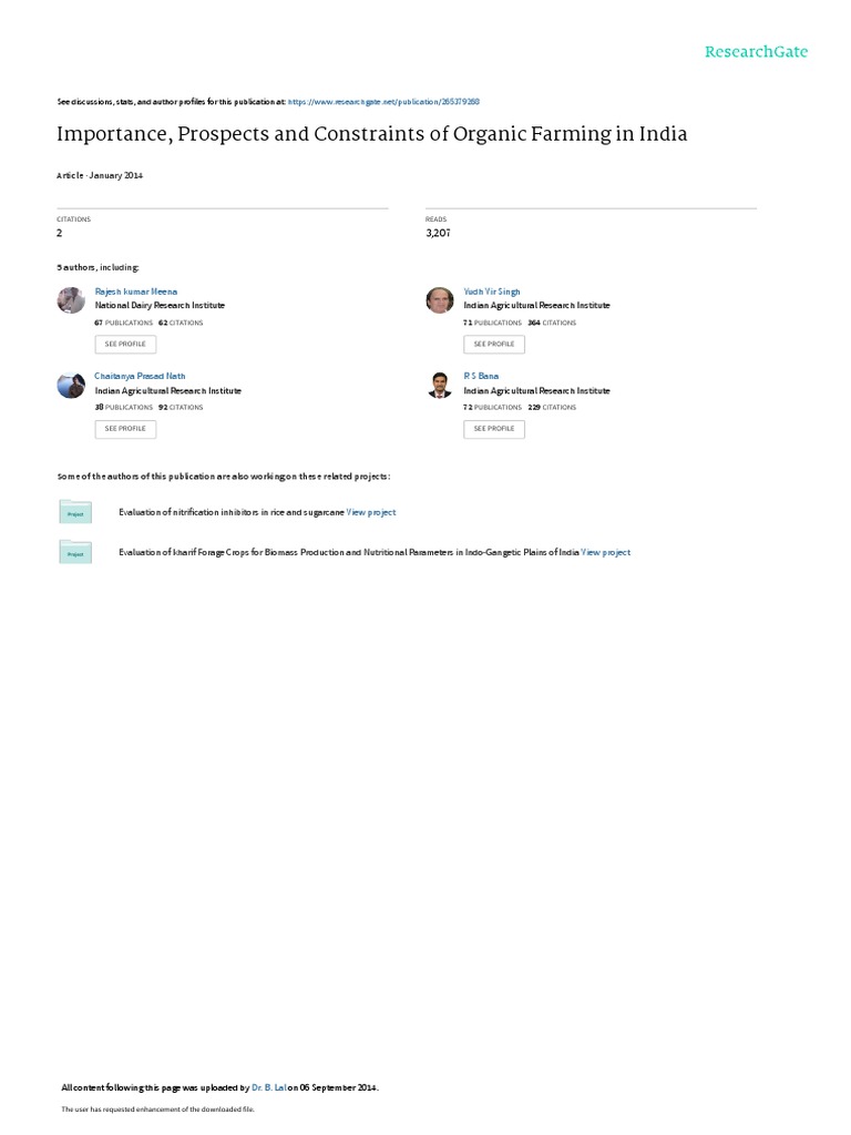 Importance Prospects and Constraints of Organic Farming in India | Download Free PDF | Organic ...