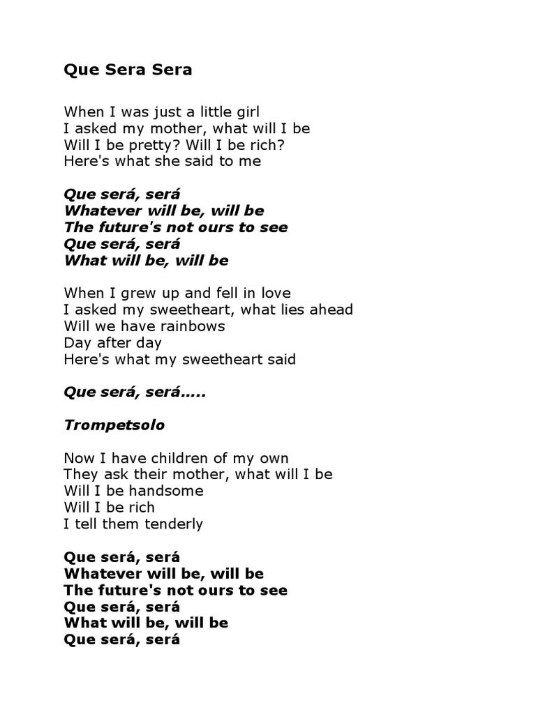 Que Sera Sera PDF | PDF