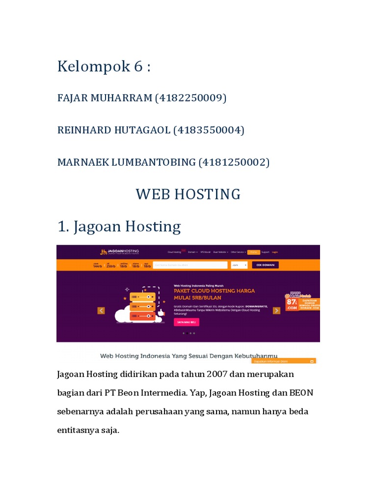 Perbandingan Web Hosting | PDF