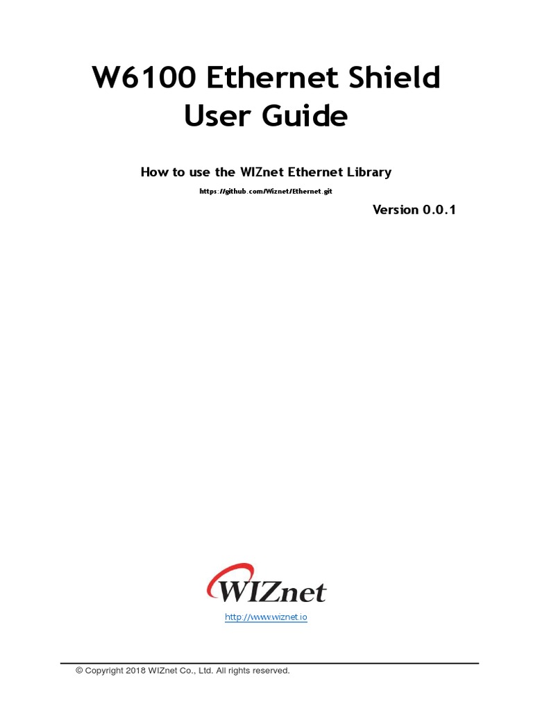 W6100 Ethernet Shield User Guide: How To Use The Wiznet Ethernet Library | PDF | Arduino ...