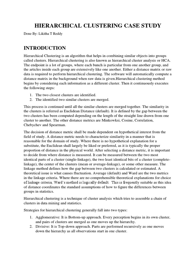 Hierarchical Clustering PDF | PDF | Cluster Analysis | Applied Mathematics