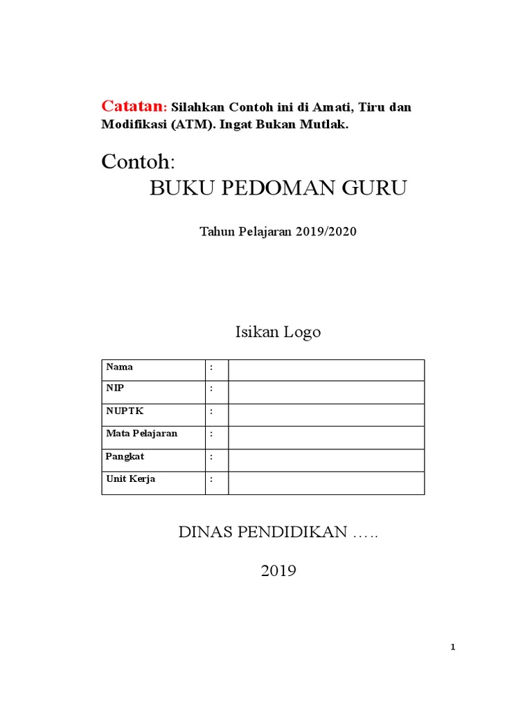 Contoh Buku Pedoman Guru | PDF