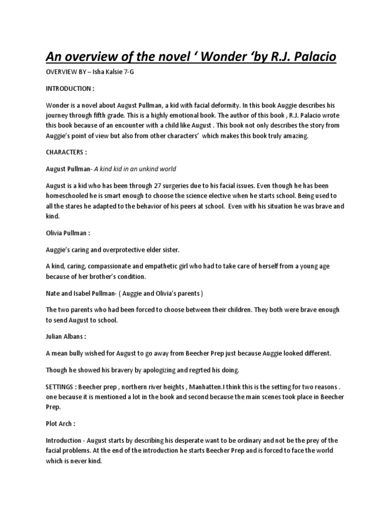 An Overview of The Novel Wonder | PDF | Courage