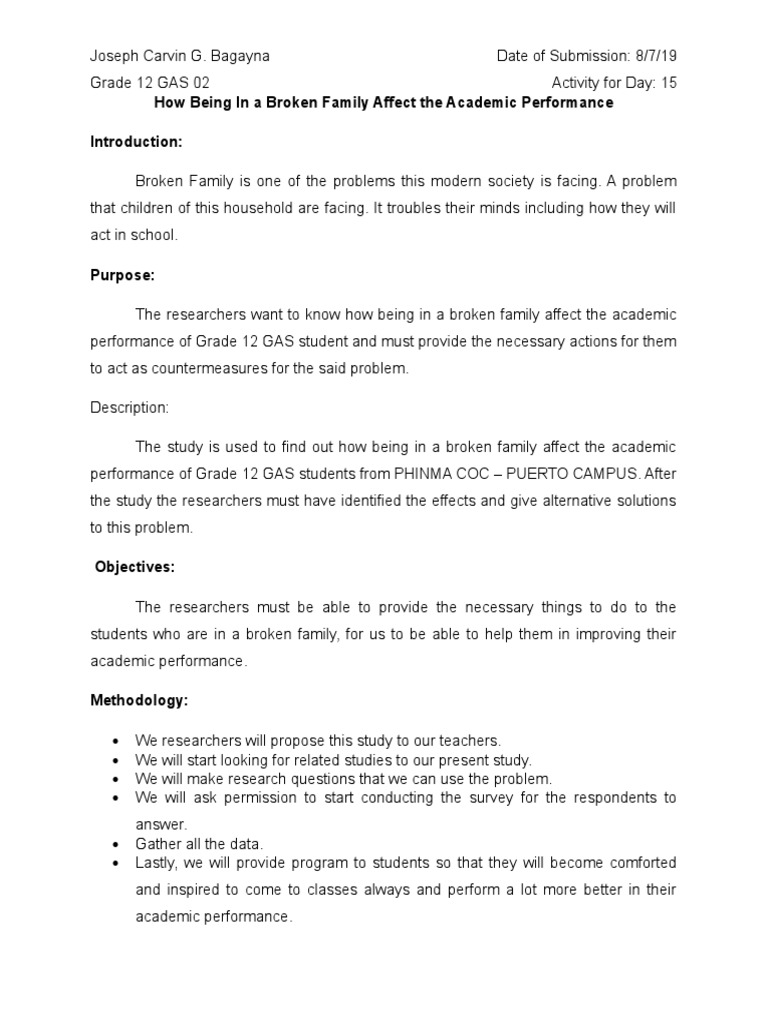 How Being in A Broken Family Affect The Academic Performance | PDF ...