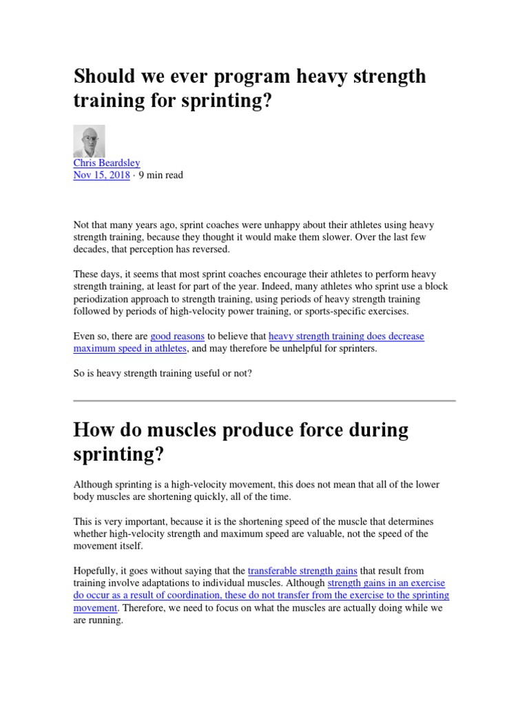 Should We Program Heavy Strength Training For Sprinters | PDF ...