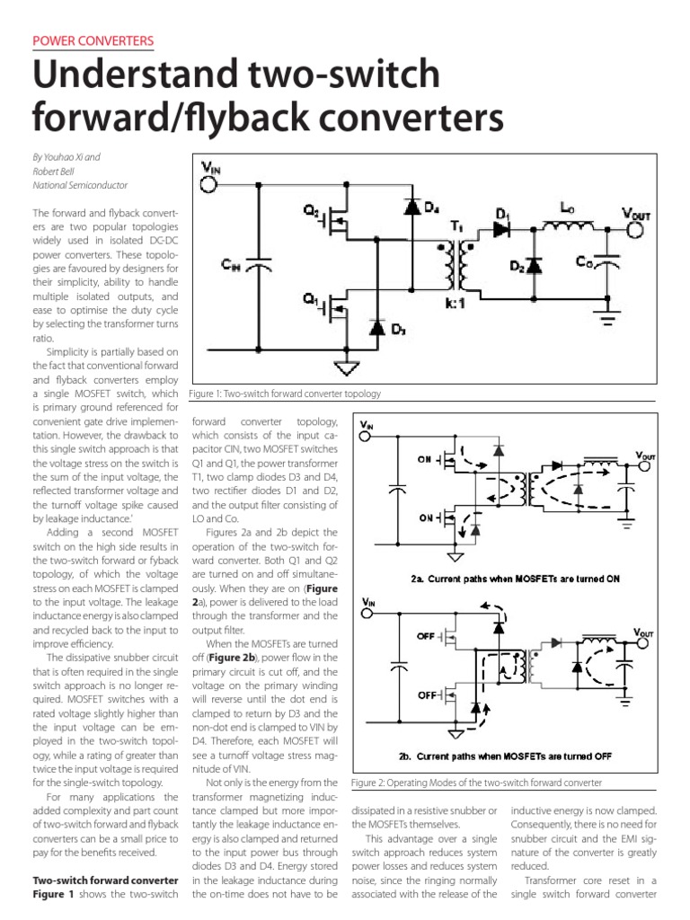 Two-Switch Forward Converter Benefits | PDF | Mosfet | Transformer