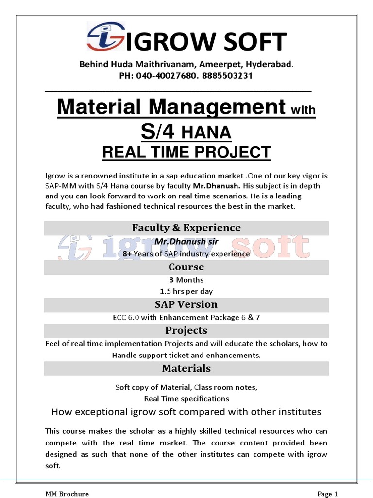 Real Time SAP MM Implementation Project Overview and Course Details from Igrow Soft | PDF ...