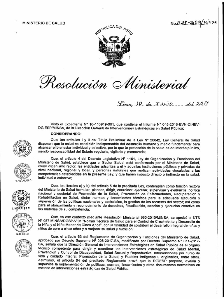 Norma Tecnica Cred - RM - N - 537-2017-Minsa PDF | PDF