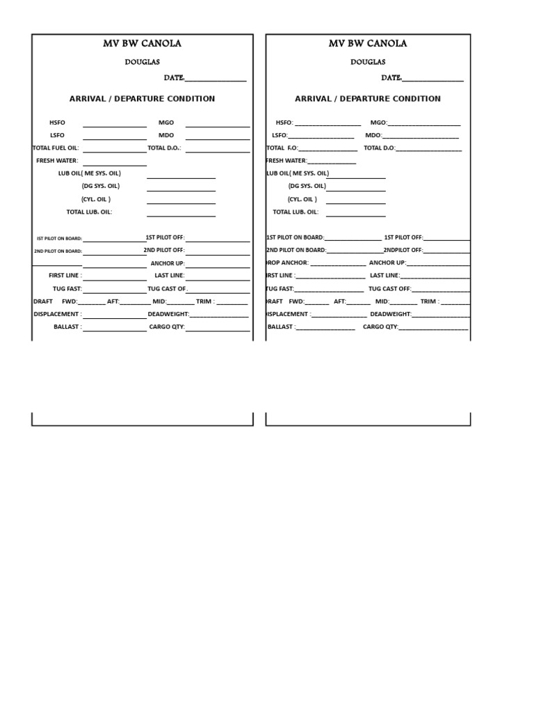 Arr. & Dep. Condition Form | PDF