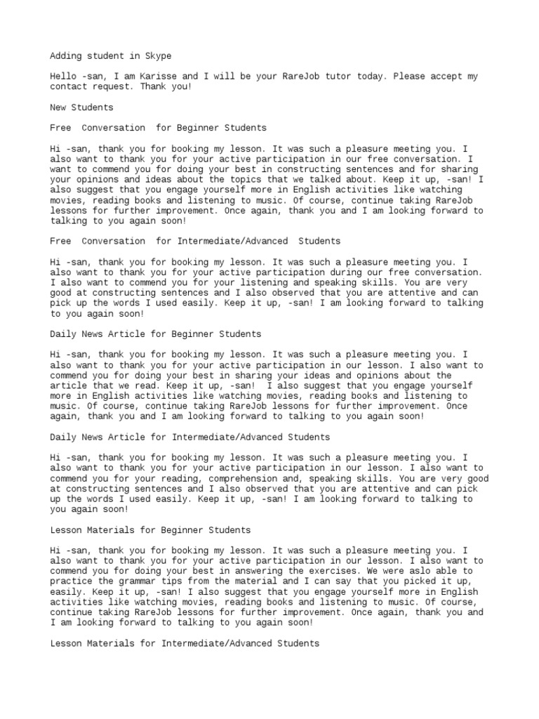 RareJob Notes | PDF | Conversation | Human Communication