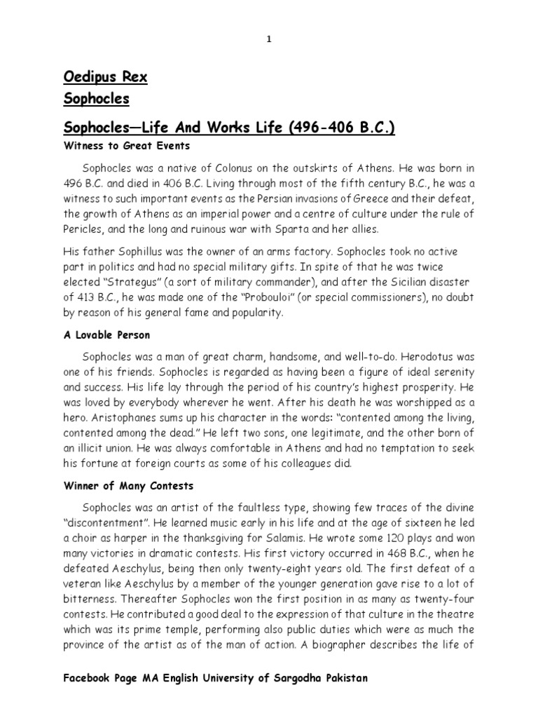 Oedipus Rex | PDF | Greek Tragedy | Sophocles