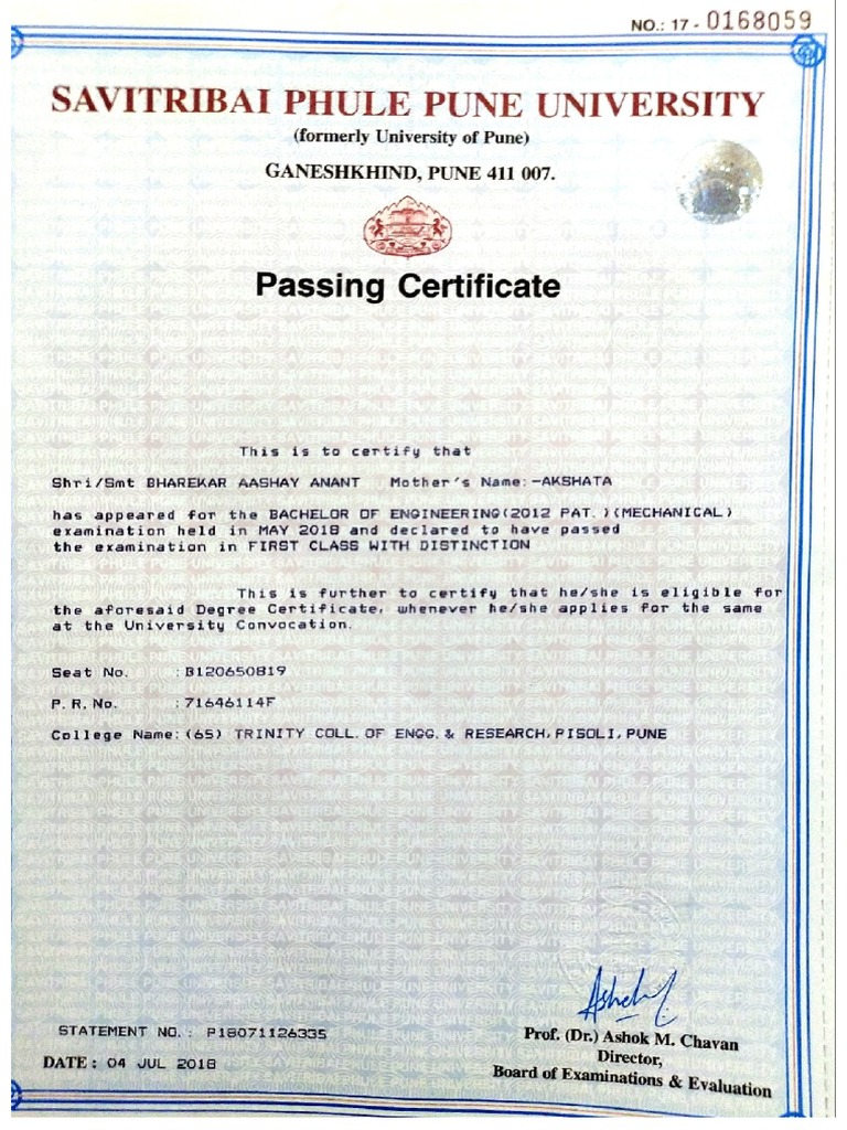 Degree Passing Certificate | PDF
