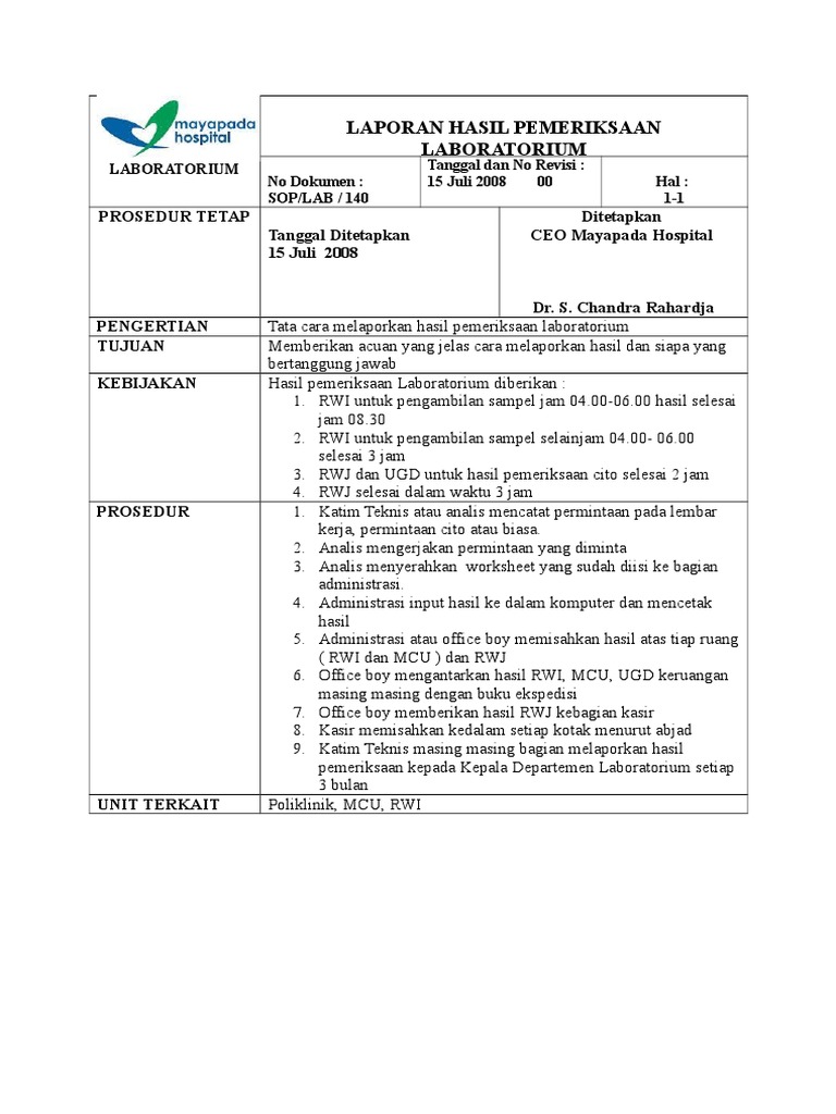 Laporan Hasil Pemeriksaan Lab | PDF | Sains & Matematika | Komputer