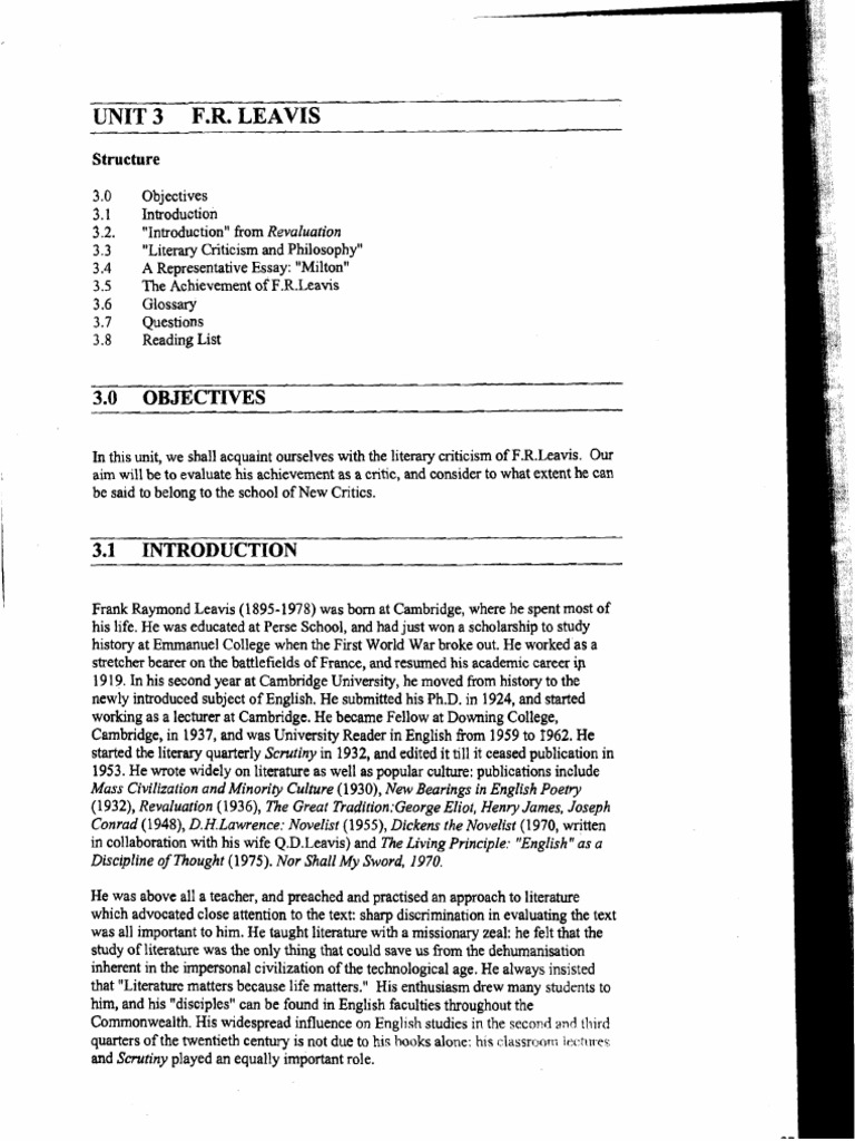 F.R.leavis. | PDF | Literary Criticism | John Milton