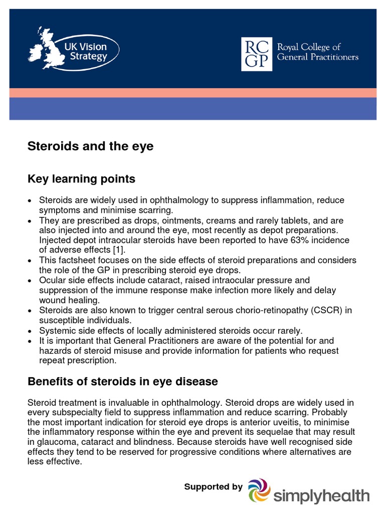 GP Factsheet - Steroids and The Eye | PDF | Glaucoma | Corticosteroid