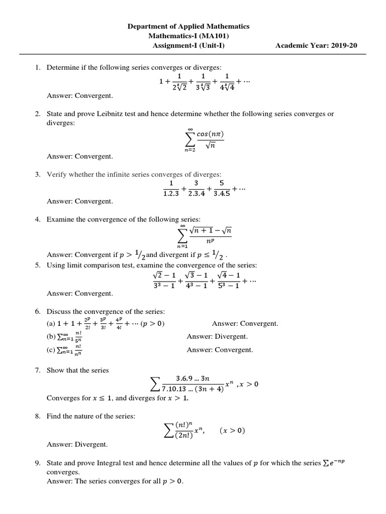 Maths Assignment DTU | PDF | Series (Mathematics) | Series