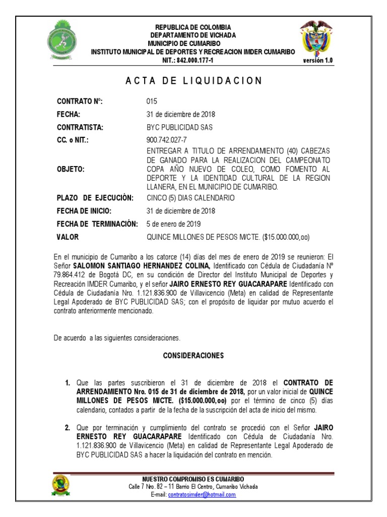 Acta de Liquidacion | PDF