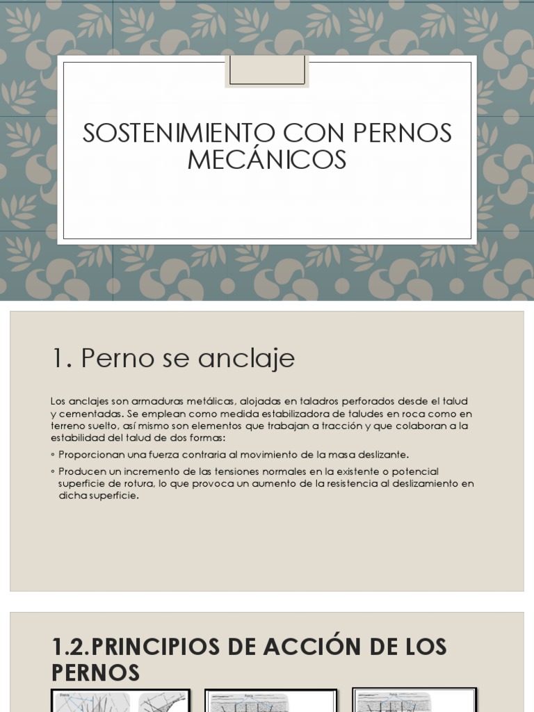 Sostenimiento Con Pernos Mecánicos | PDF | Tornillo | Perforar