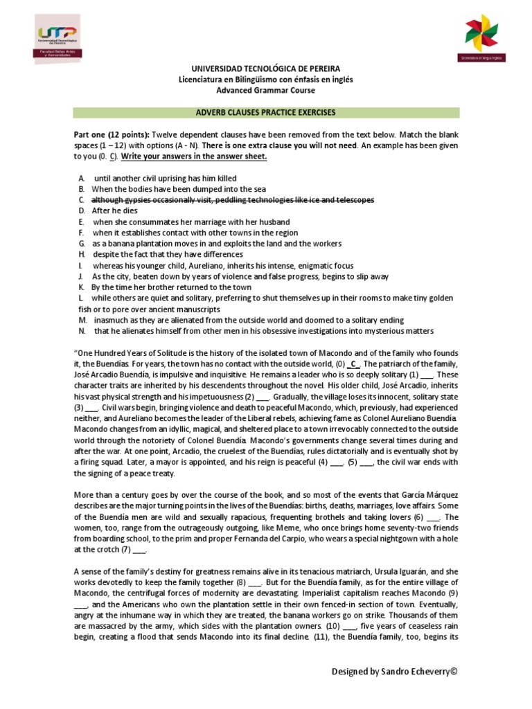 Adverb Clauses Practice Exercises 1 | PDF | Linguistics | Semiotics