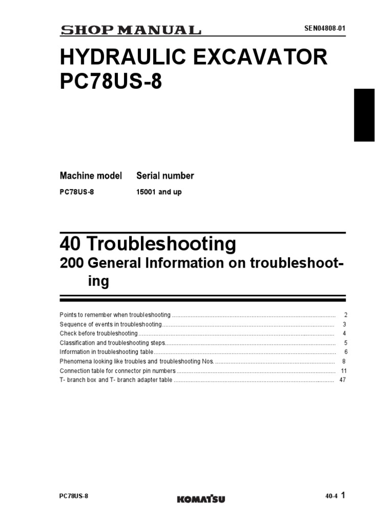 PC78US-8 General Information On Troubleshooting | PDF | Troubleshooting ...