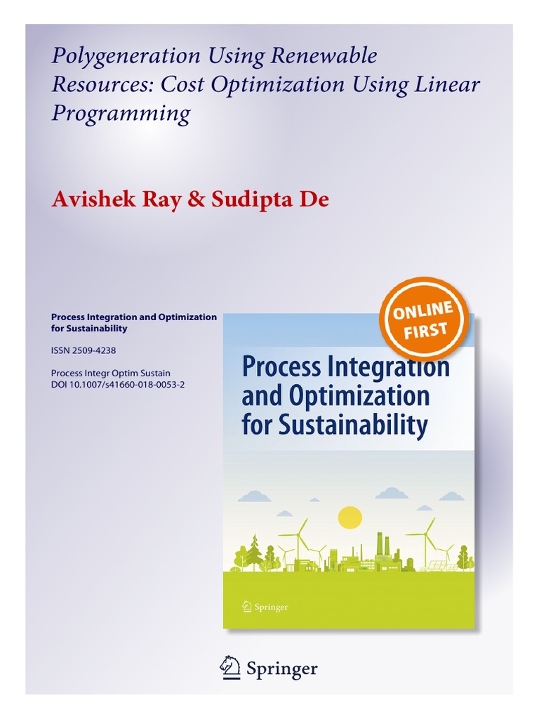 Polygeneration Using Renewable Resources: Cost Optimization Using ...