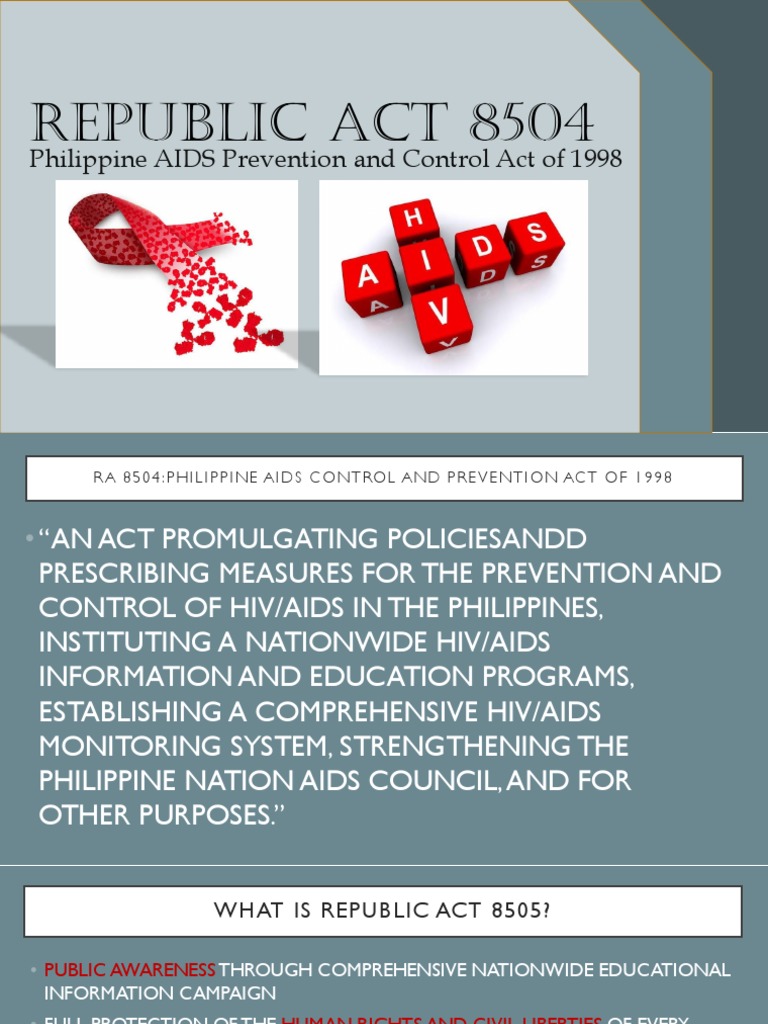 Republic Act 8504: Philippine AIDS Prevention and Control Act of 1998 ...