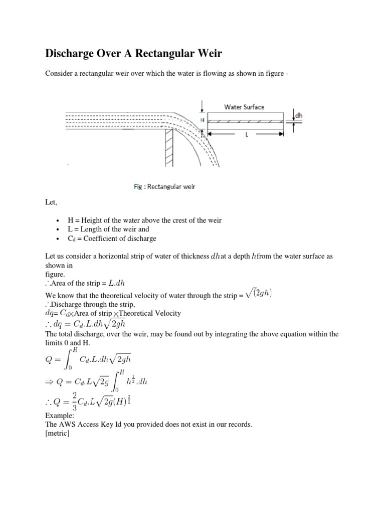 Discharge Over A Rectangular Weir | PDF | Dam | Discharge (Hydrology)