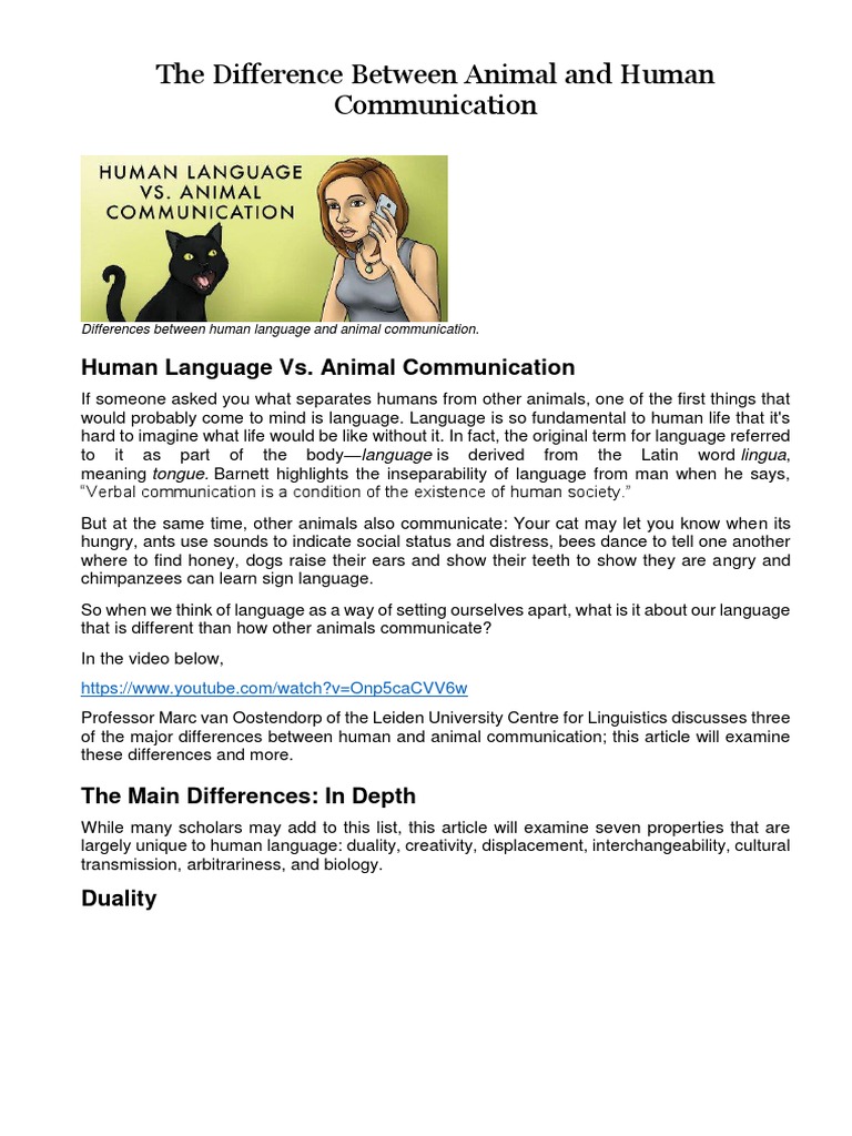 Human Lang Vs Animal Commun | PDF | Sign Language | Communication